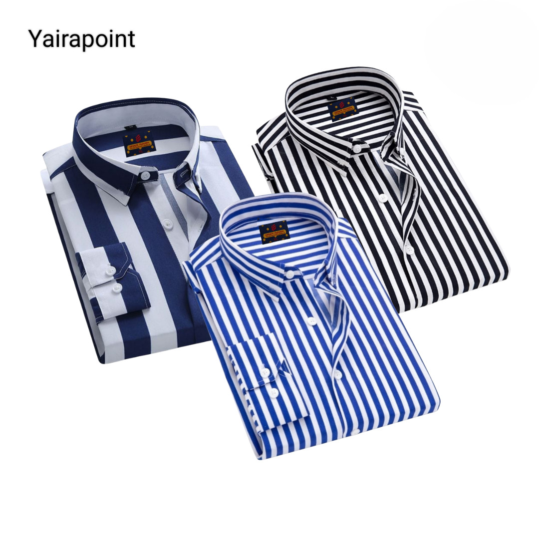 3 pis combo Full Sleeve Formal Stripe Shirt || 1221